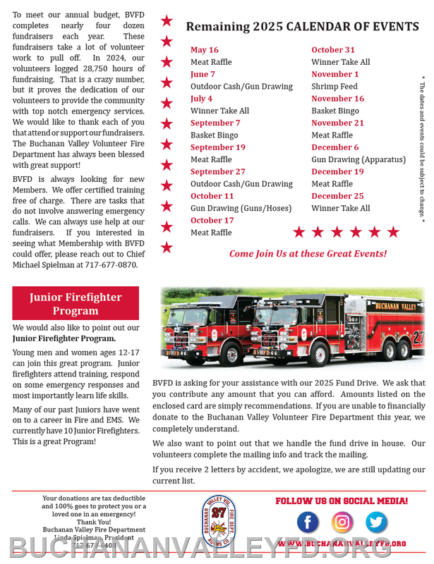 2025 Fund Drive - Buchanan Valley Fire Department
